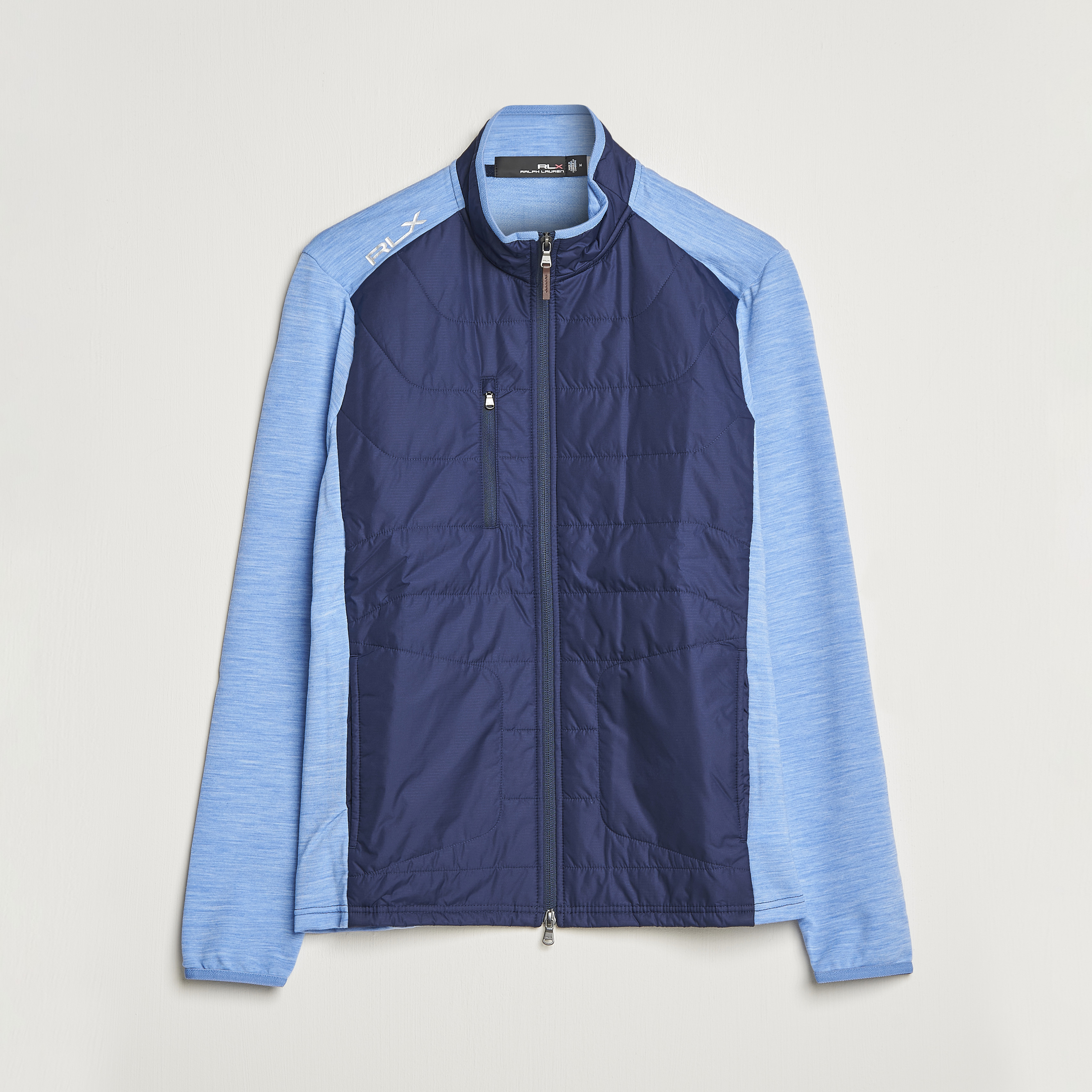 RLX Ralph Lauren Performance Wool Full Zip Hybrid Sweater Navy/Blue - Care