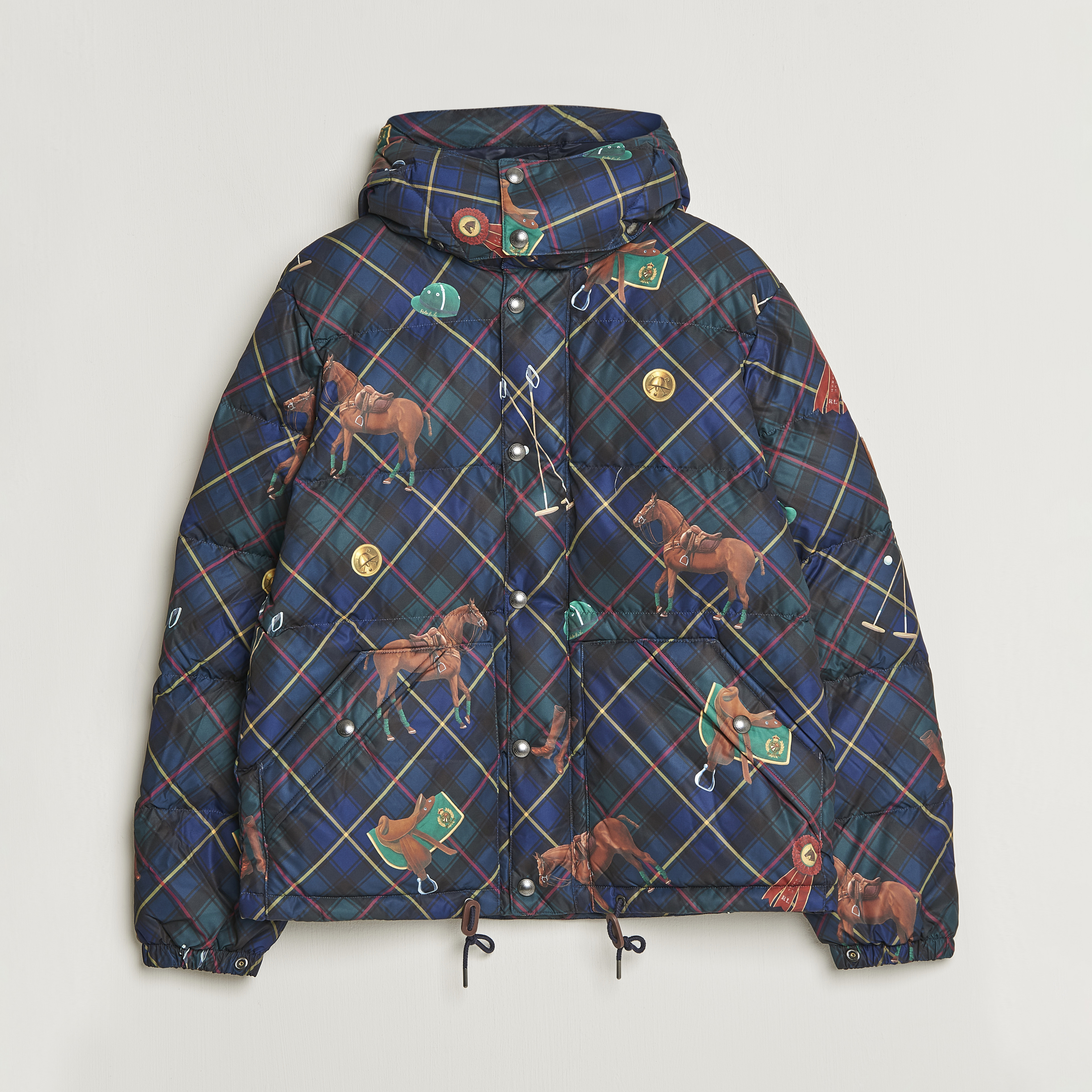 Polo Ralph Lauren Blackwatch Pony Puffer Jacket Multi - CareOfCarl.dk