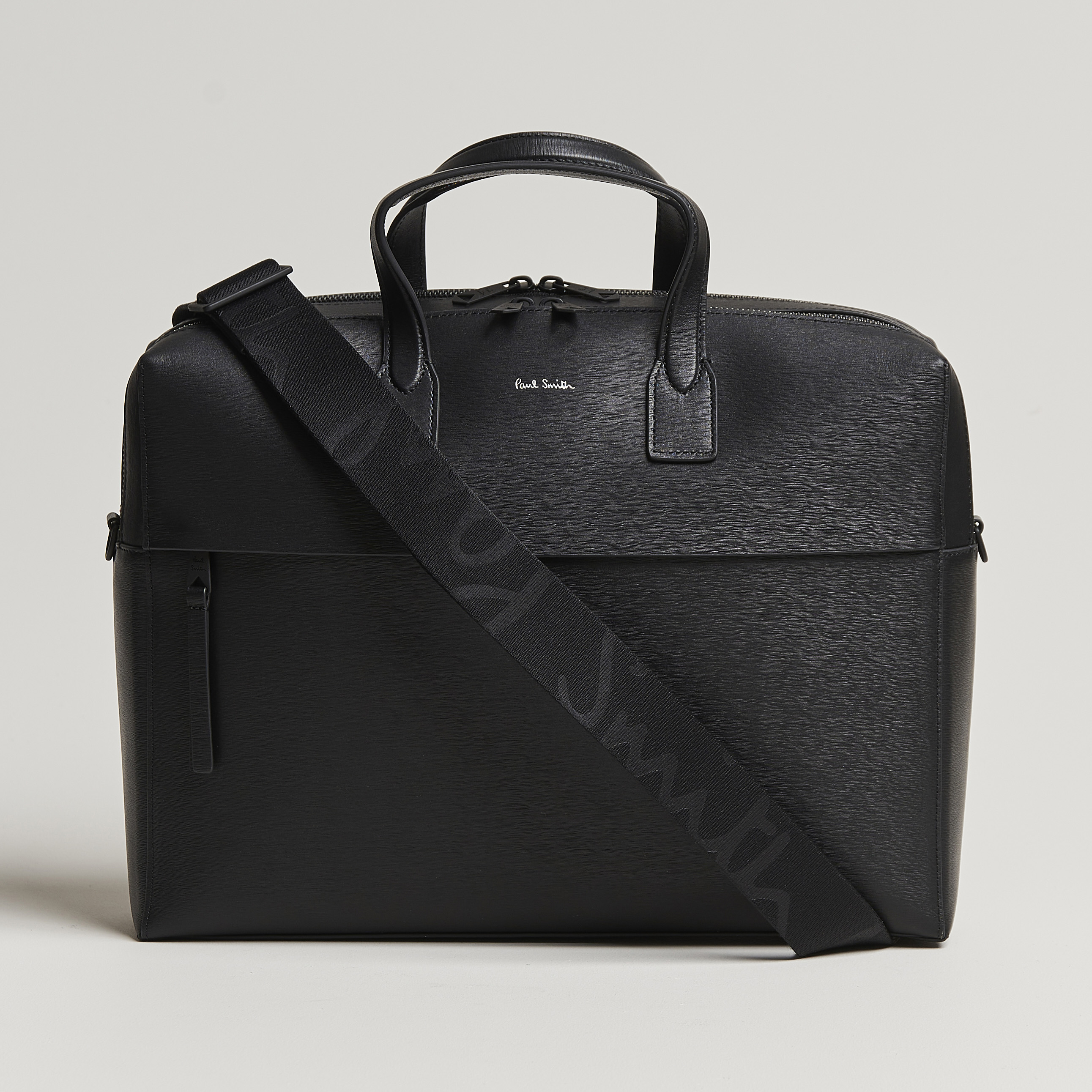 Paul Smith Leather Double Zip Shoulder Bag Black - CareOfCarl.dk