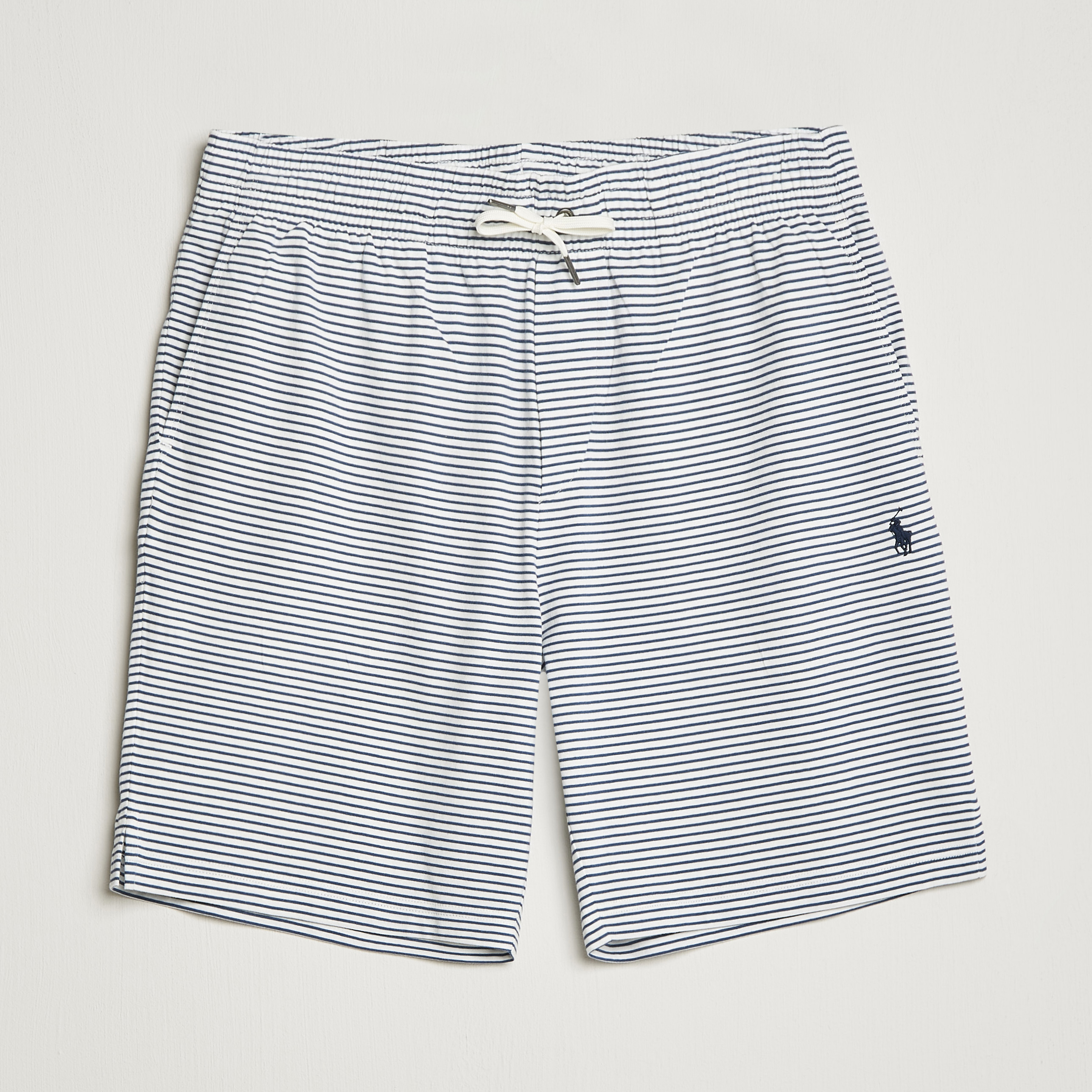 Polo Ralph Lauren Brused Spa Jersey Striped Sweatshorts White/Blue - CareOf