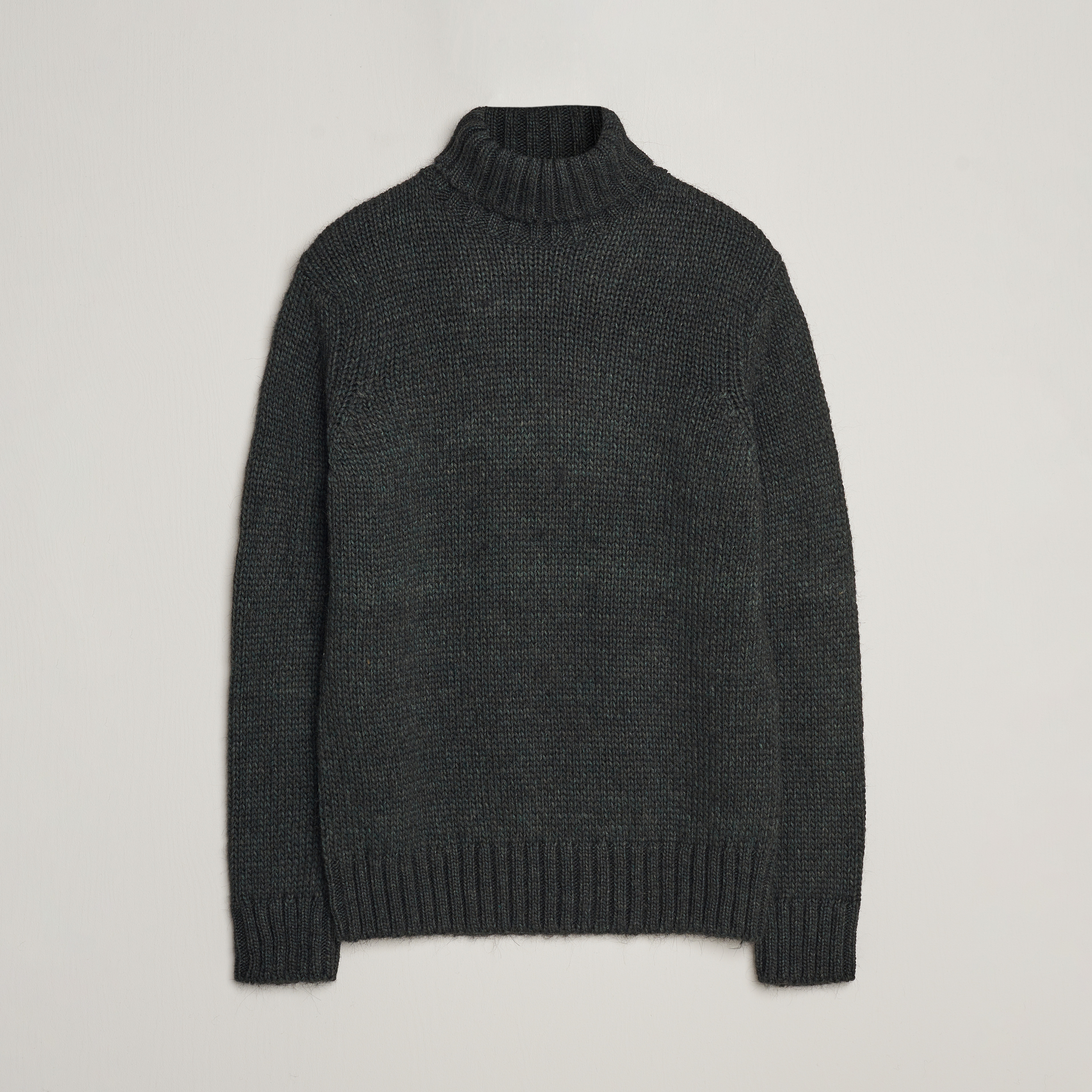 Oscar Jacobson Rod Wool/Alpaca Heavy Knit Rollneck Green - CareOfCarl.dk