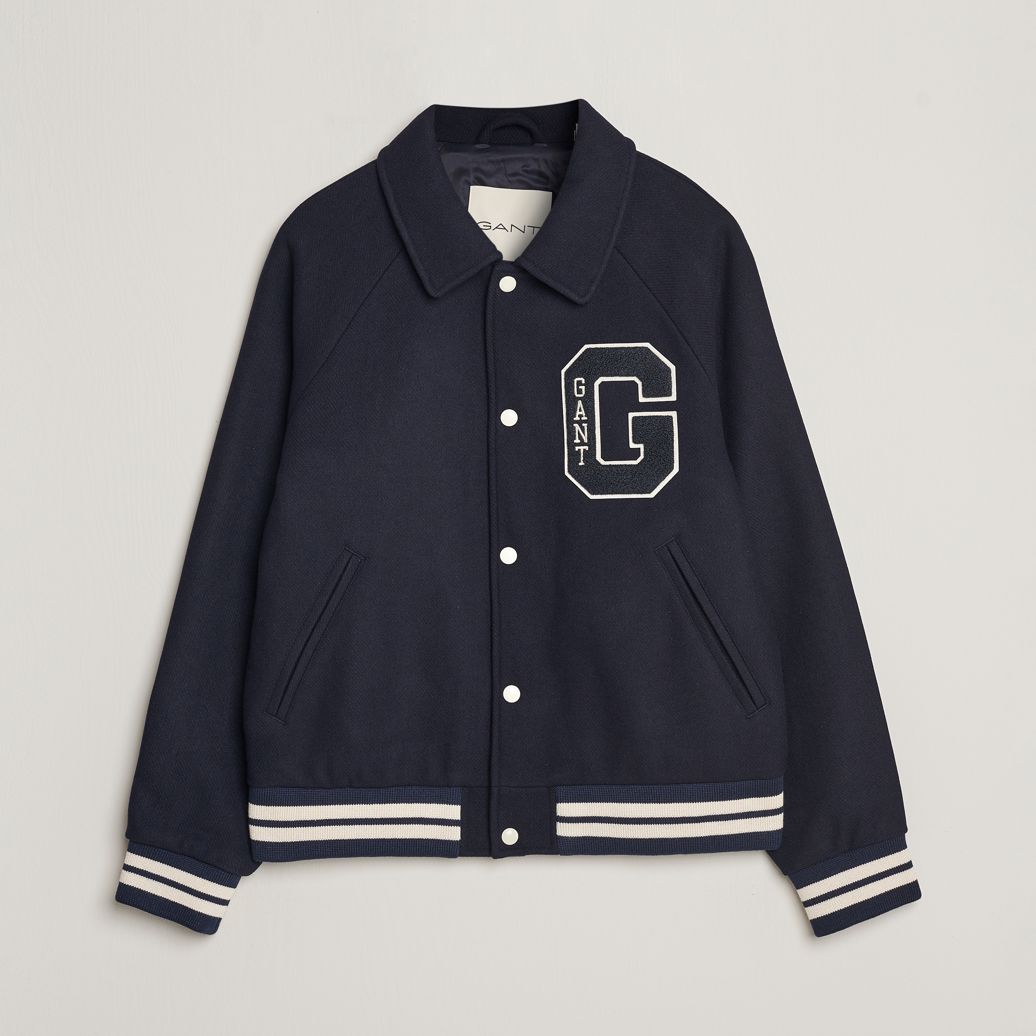 GANT Wool Varsity Jacket Evening Blue - CareOfCarl.dk