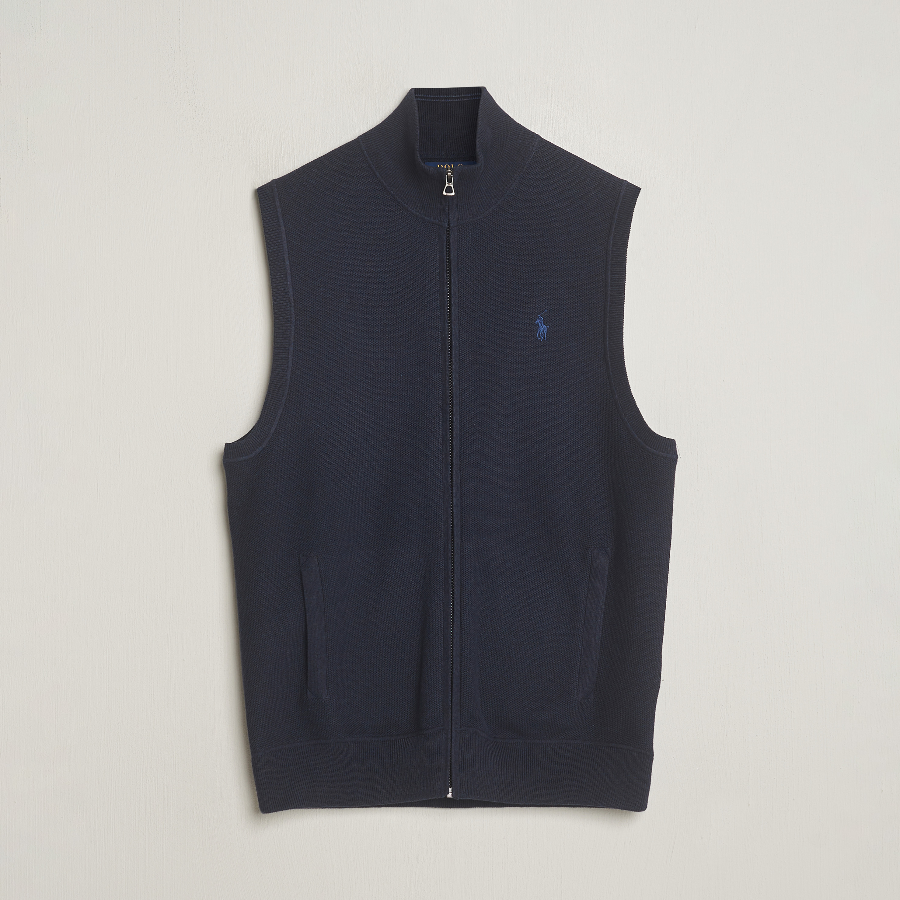 Polo Ralph Lauren Cotton Full-Zip Vest Navy Heather - CareOfCarl.dk