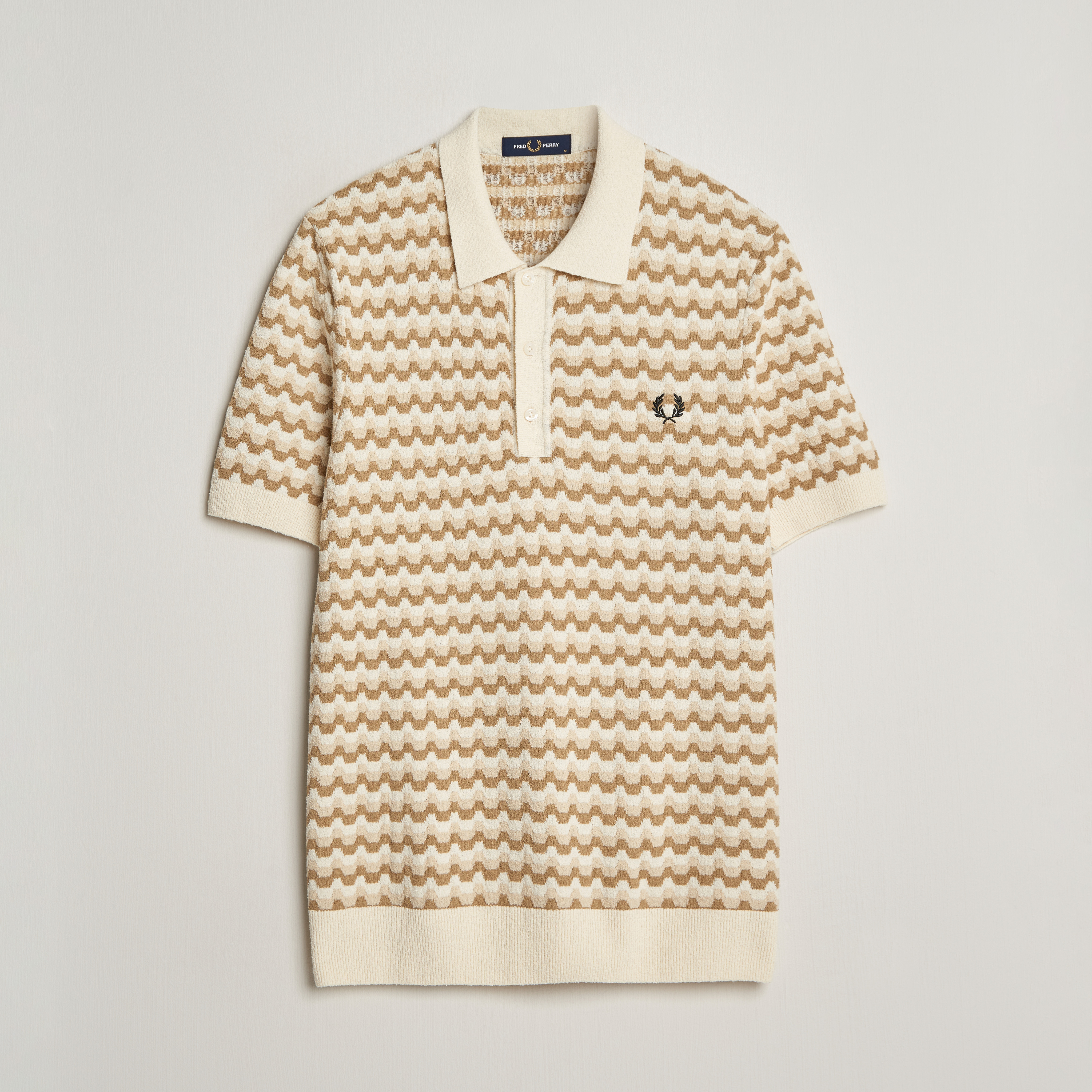 Fred Perry Bouclé Jacquard Knitted Polo Ecru - CareOfCarl.dk