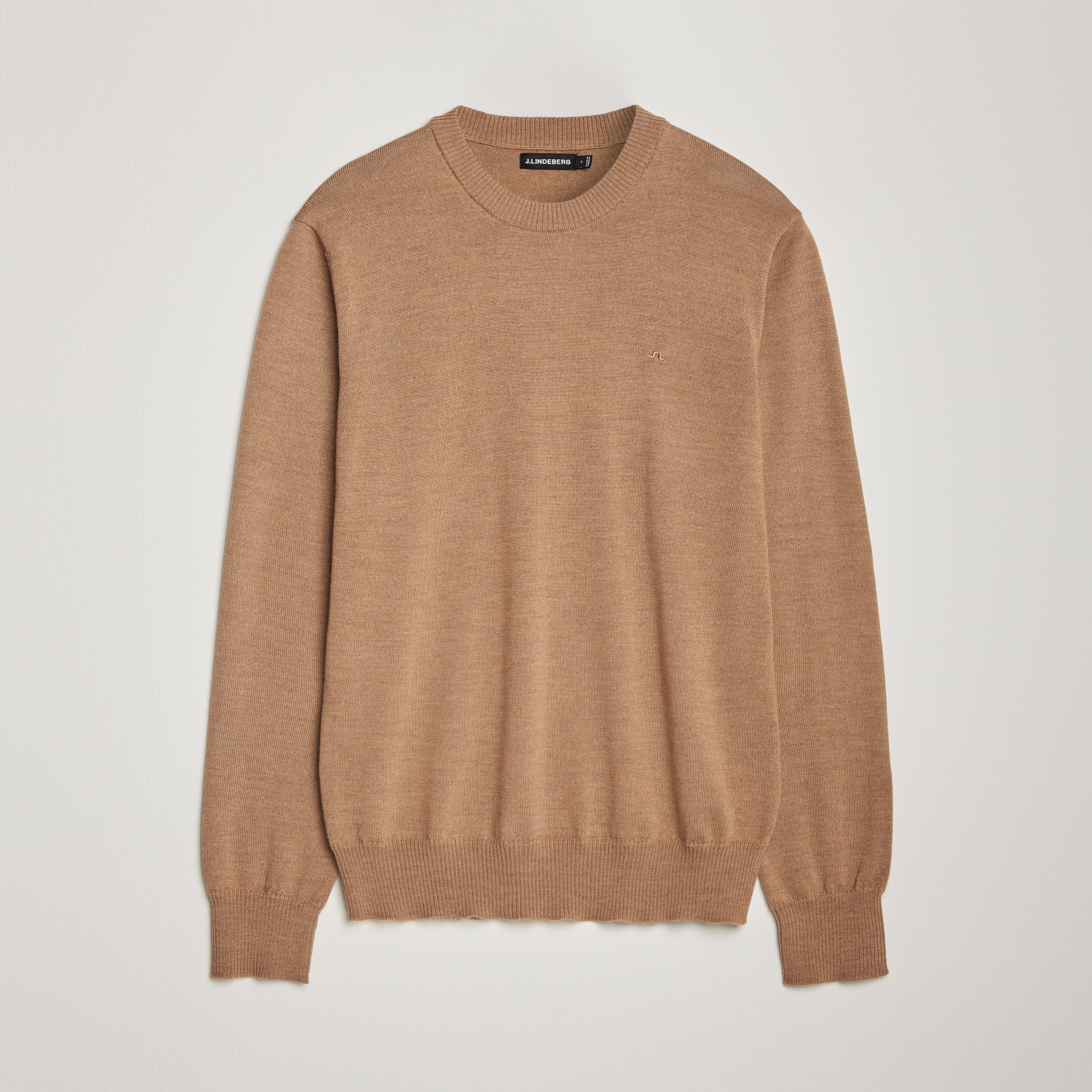 J.Lindeberg Keane Merino Crew Neck Sweater Tiger Brown - CareOfCarl.dk