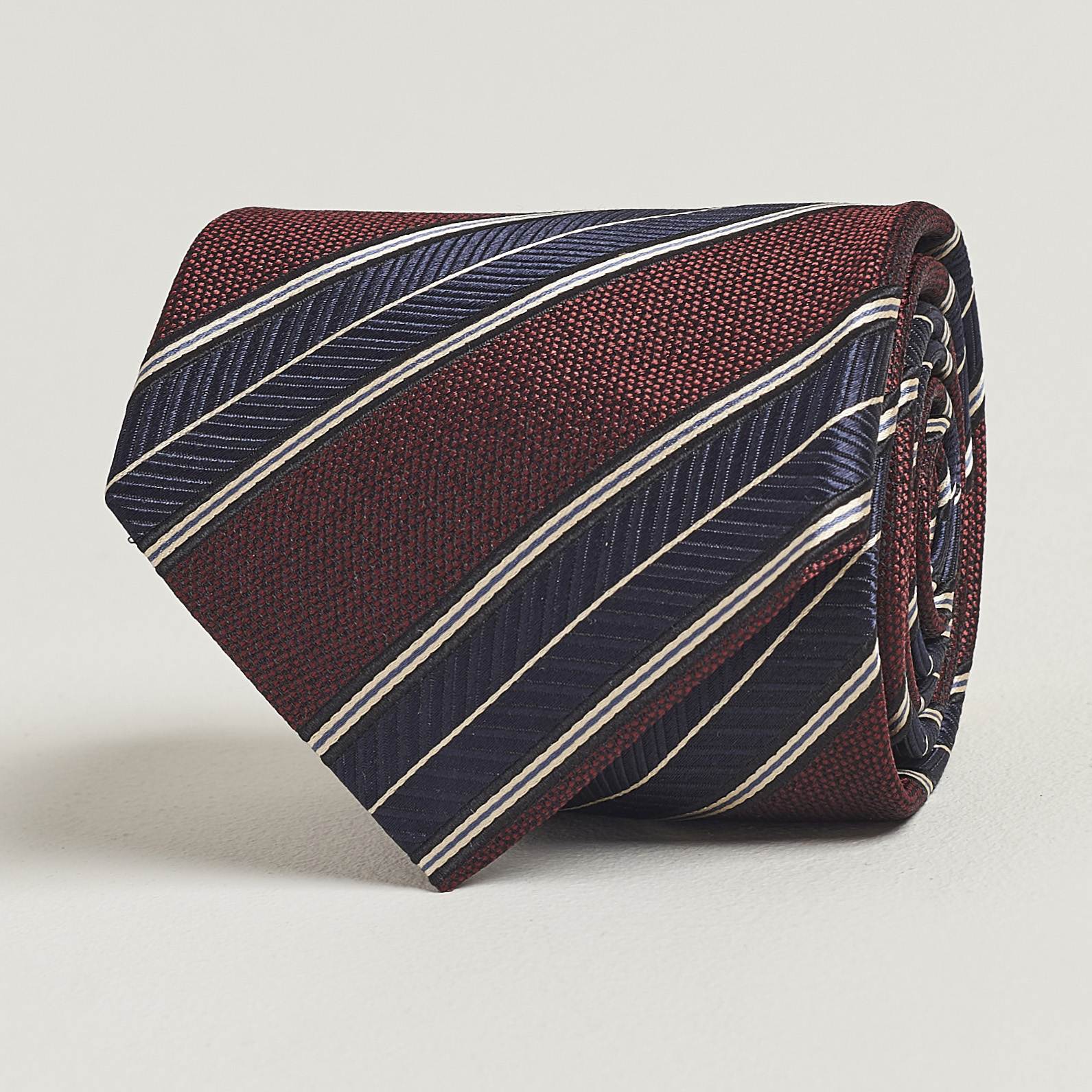 Brioni Regimental Stripe Silk Tie Burgundy - CareOfCarl.dk