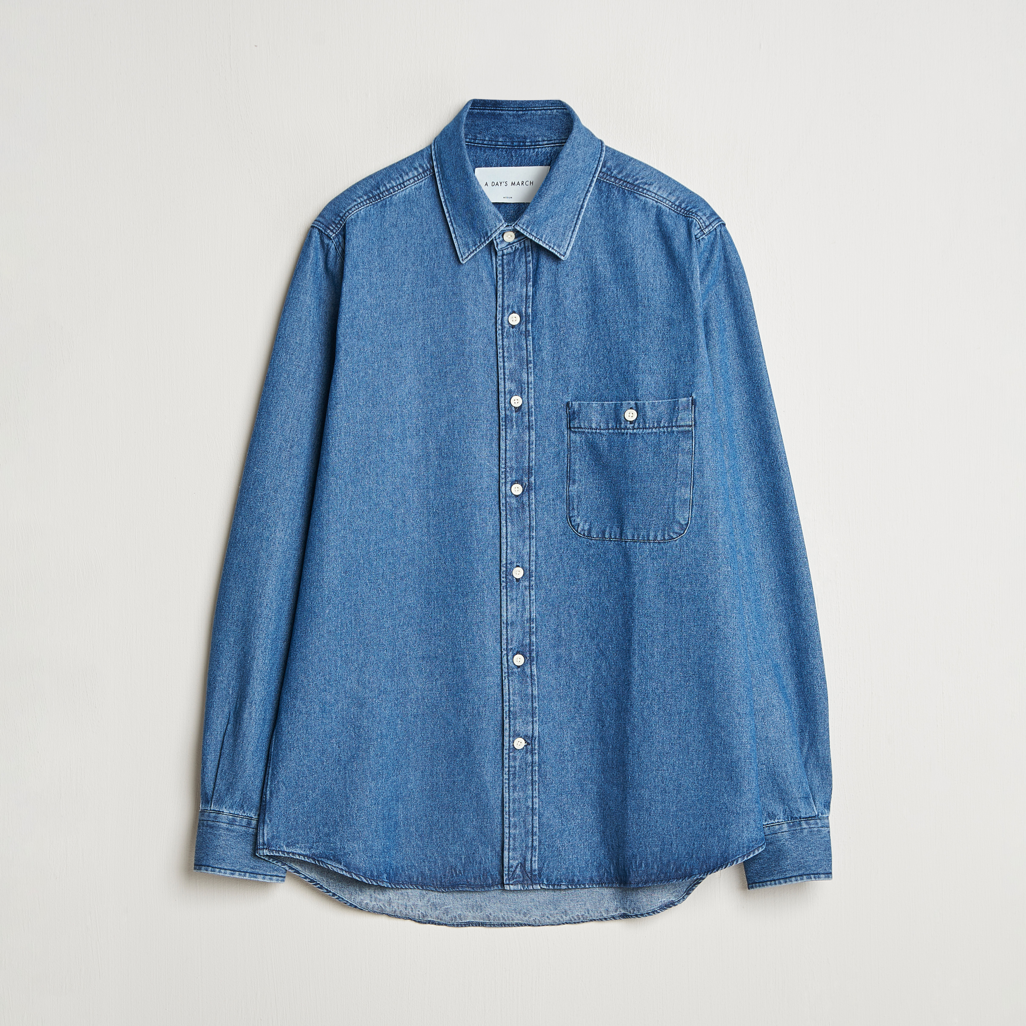 A Day's March Mason Sturdy Denim Shirt Indigo Blue - CareOfCarl.dk