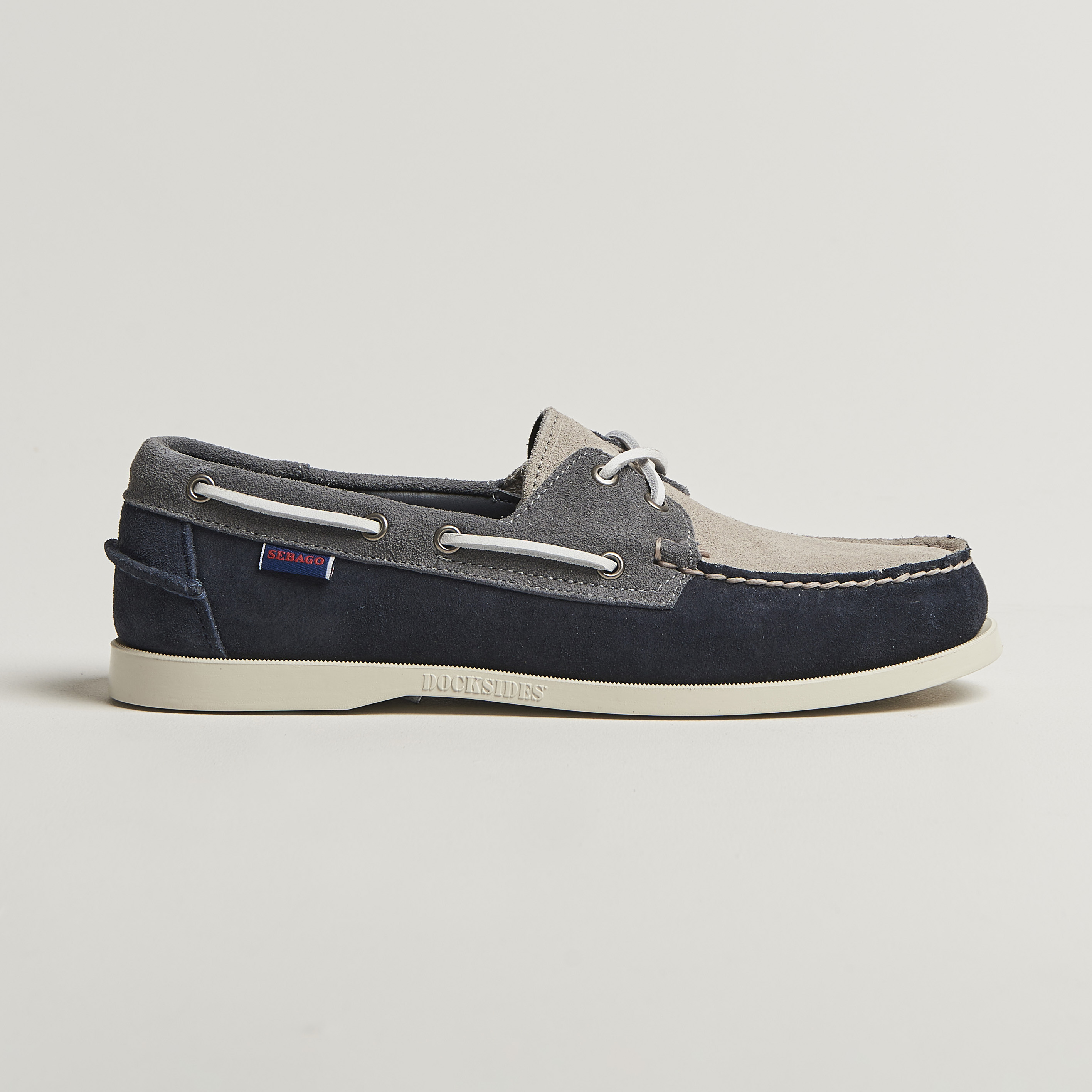 Sebago Docksides Portland Jib Boat Shoe Navy/Grey - CareOfCarl.dk