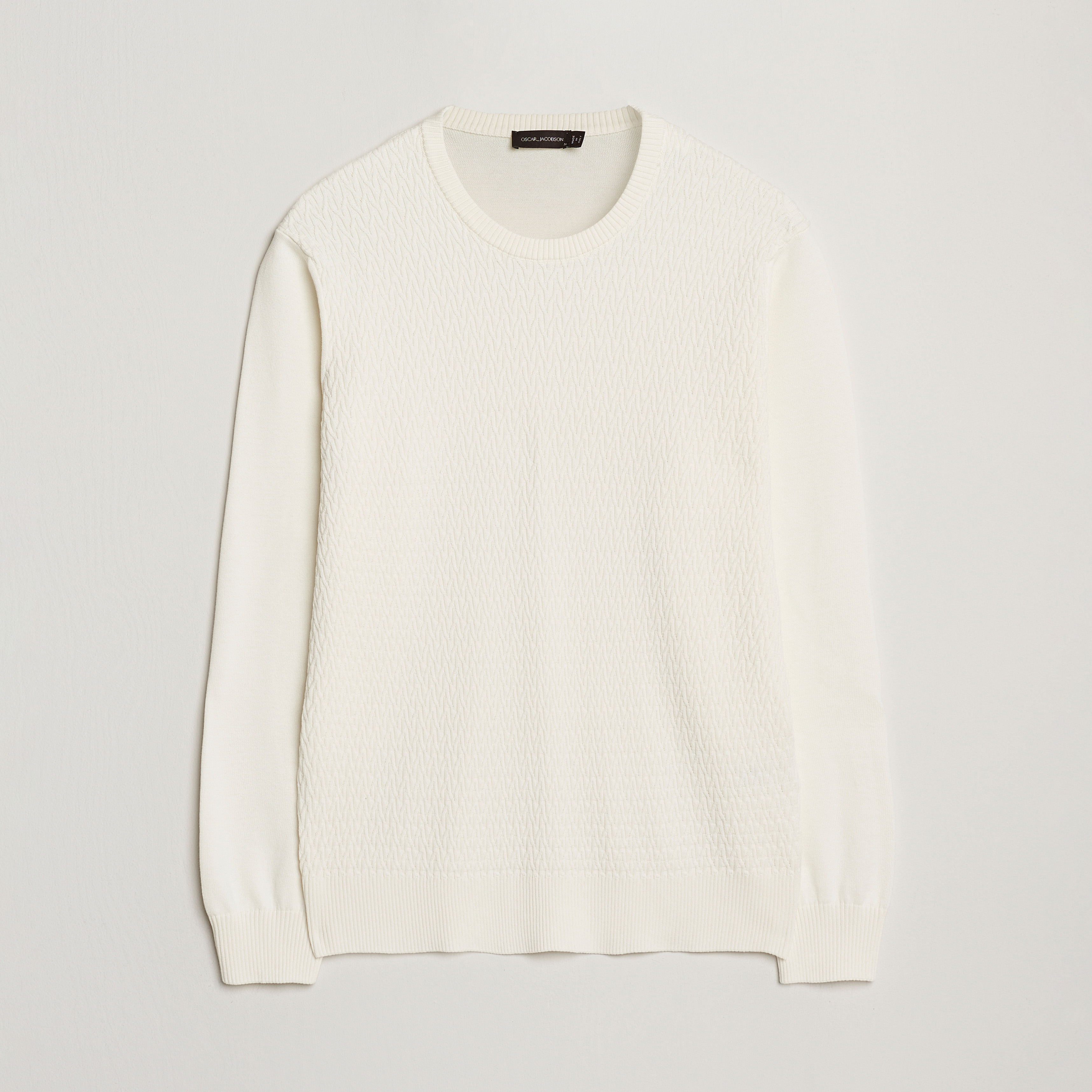 Oscar Jacobson Blake Knitted Cotton Crew White - CareOfCarl.dk