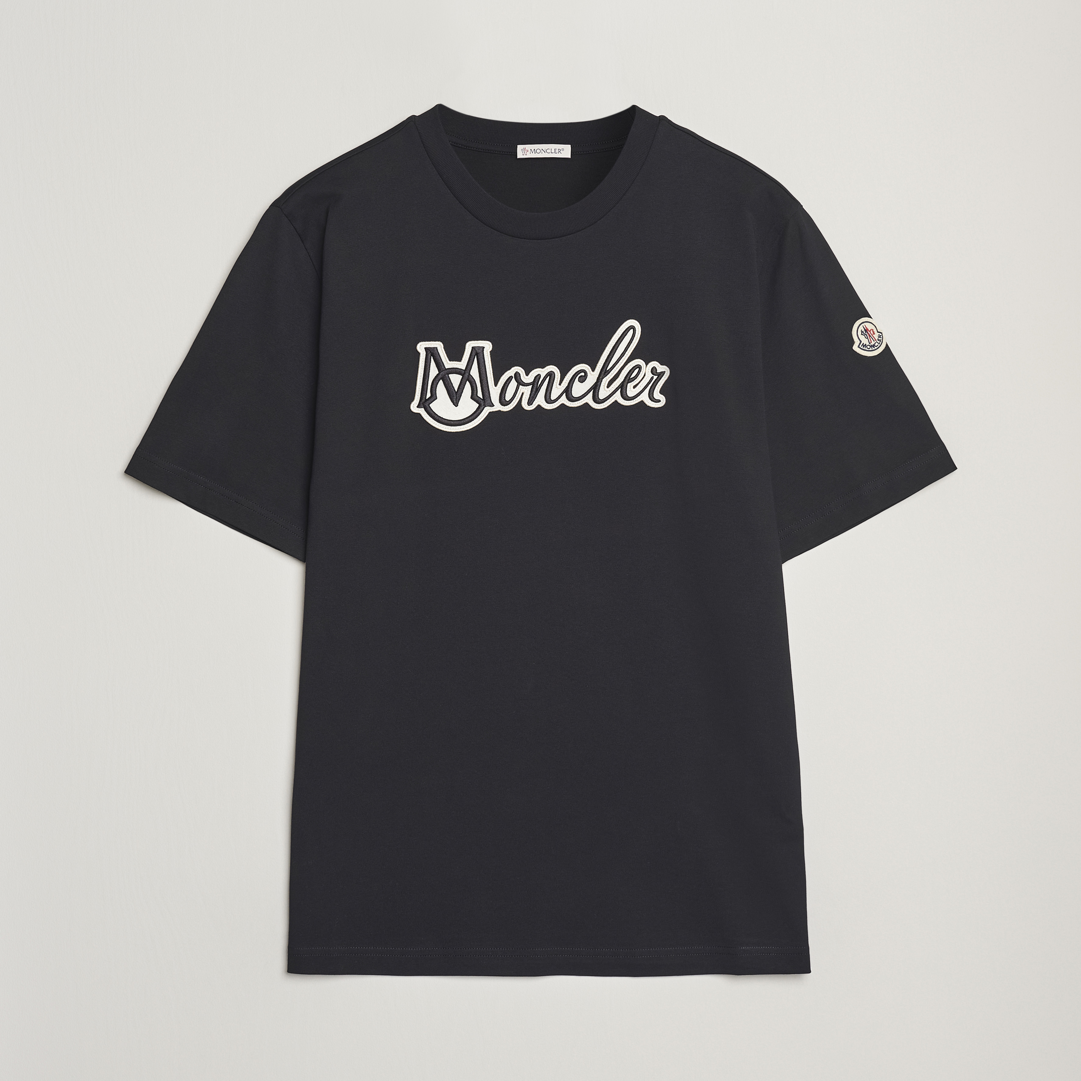 Moncler Embossed Lettering Logo T-Shirt Black - CareOfCarl.dk