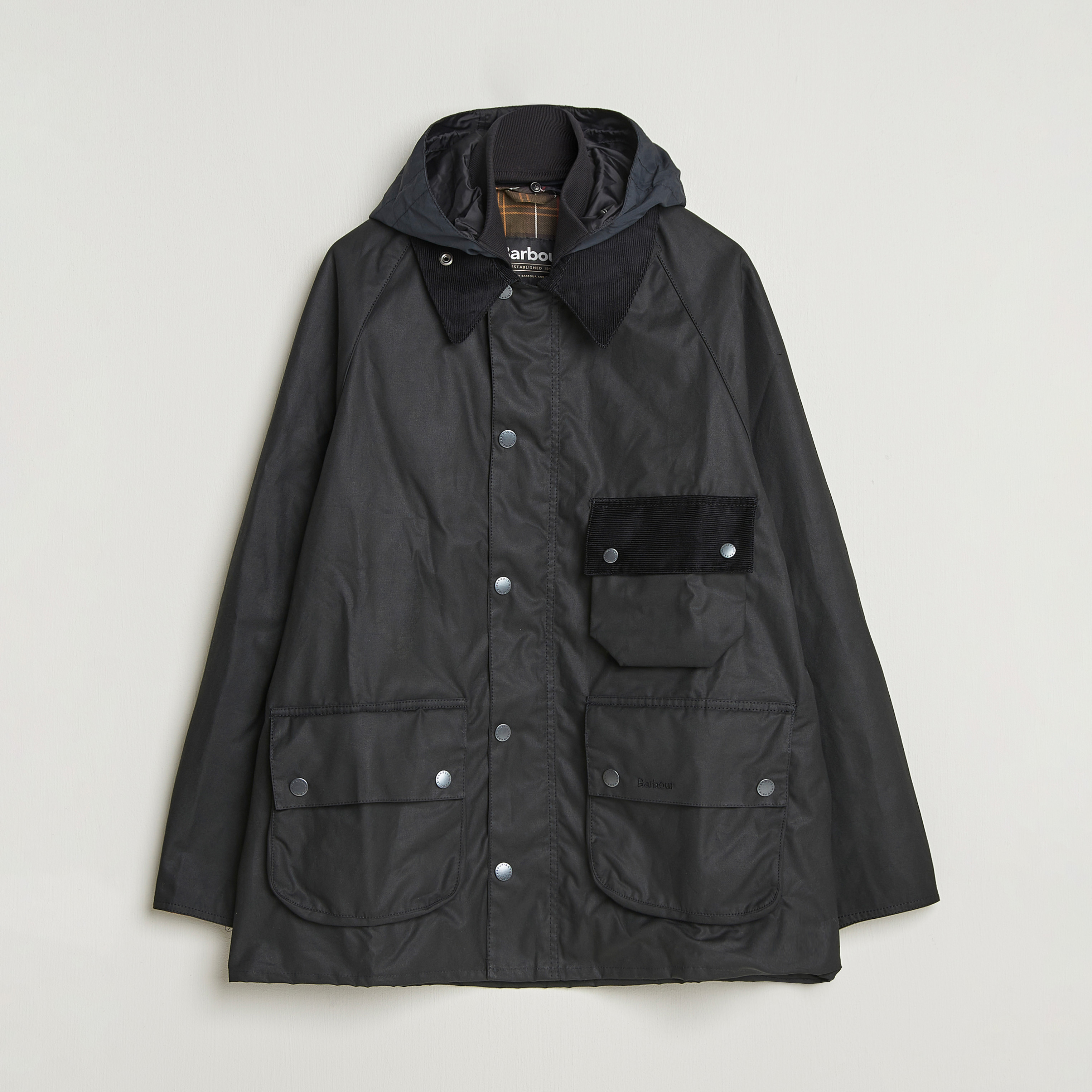 Barbour Heritage Modified Solway Wax Jacket Black - CareOfCarl.dk