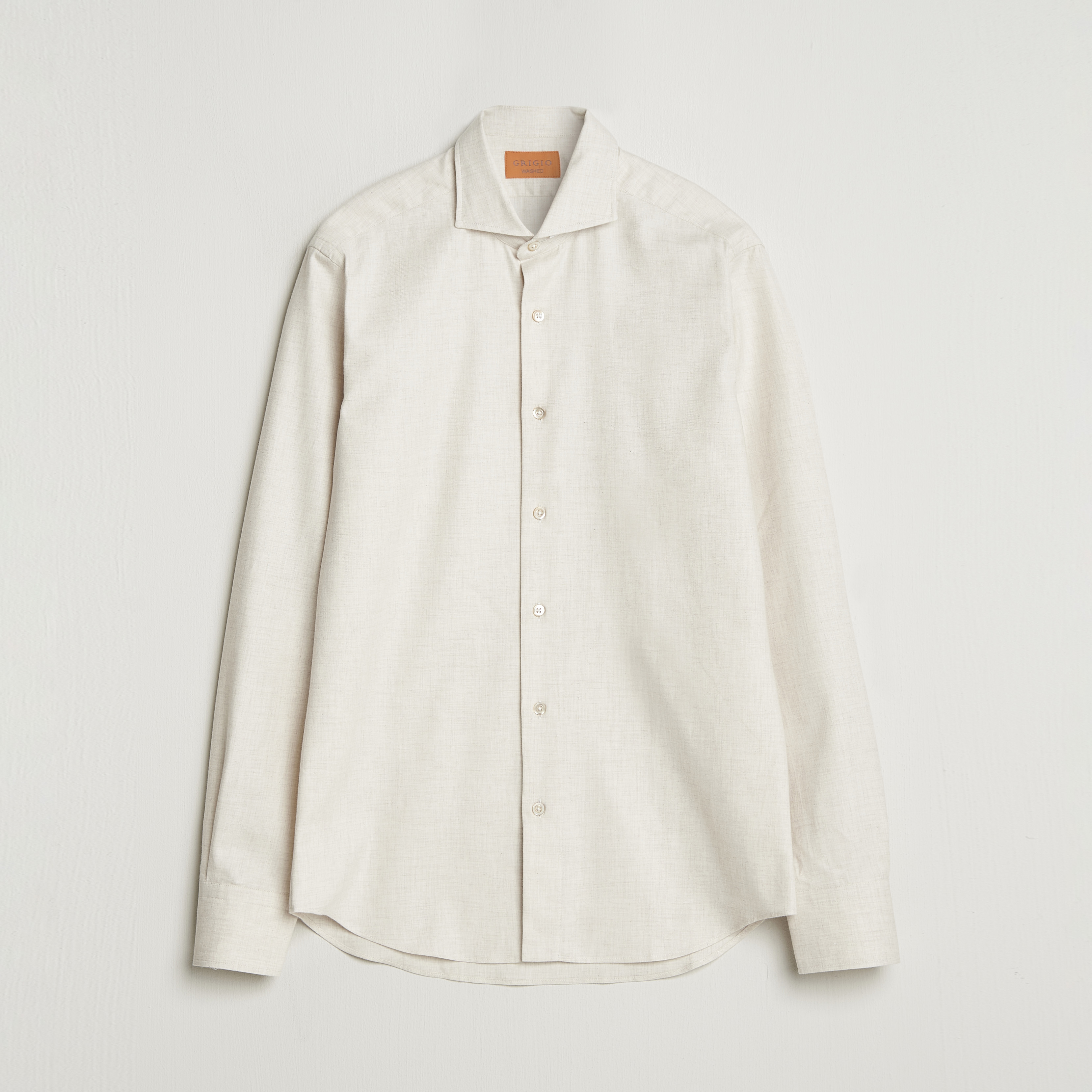 Grigio Washed Flannel Shirt Light Beige - CareOfCarl.dk