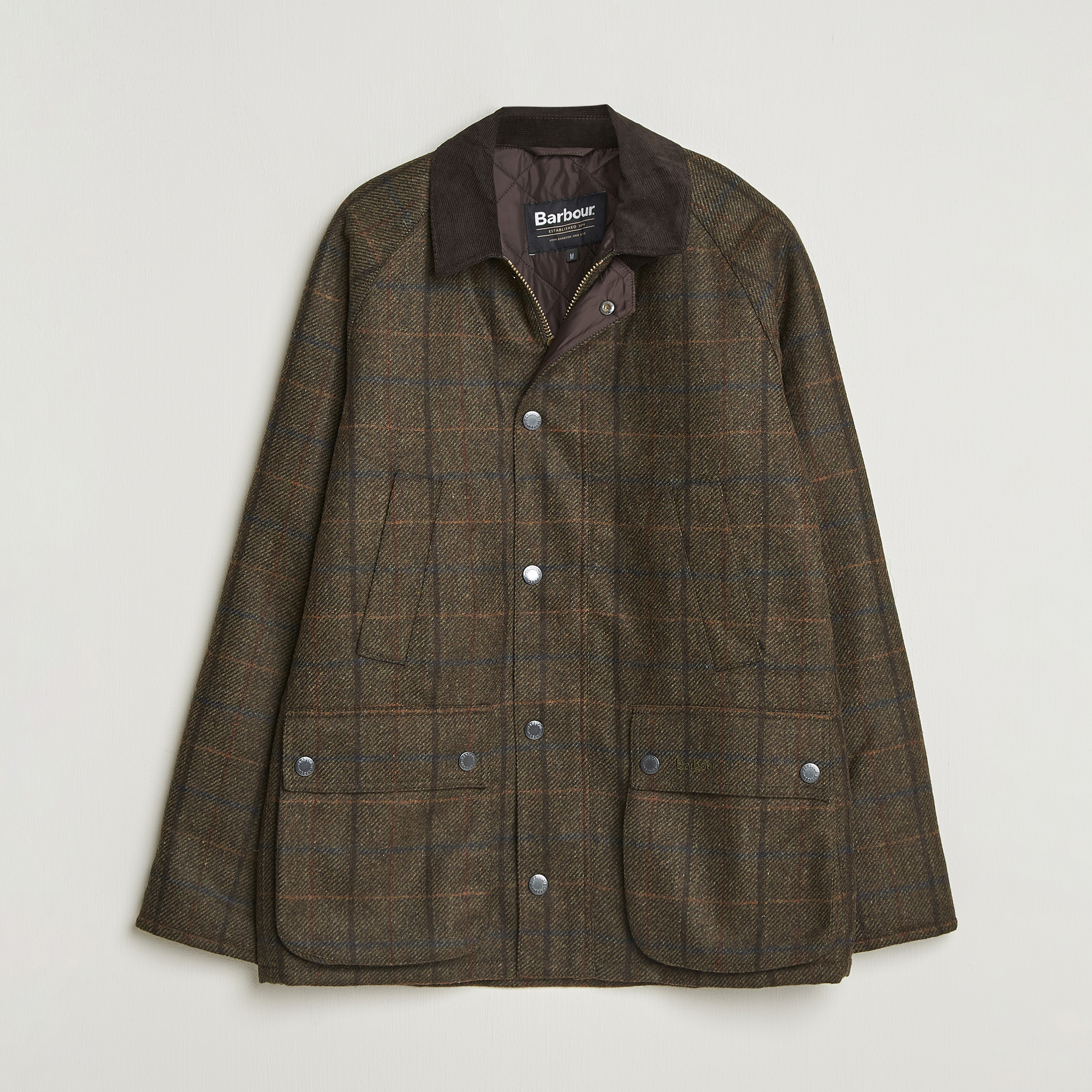 Barbour Lifestyle Bedale Check Wool Jacket Olive - CareOfCarl.dk