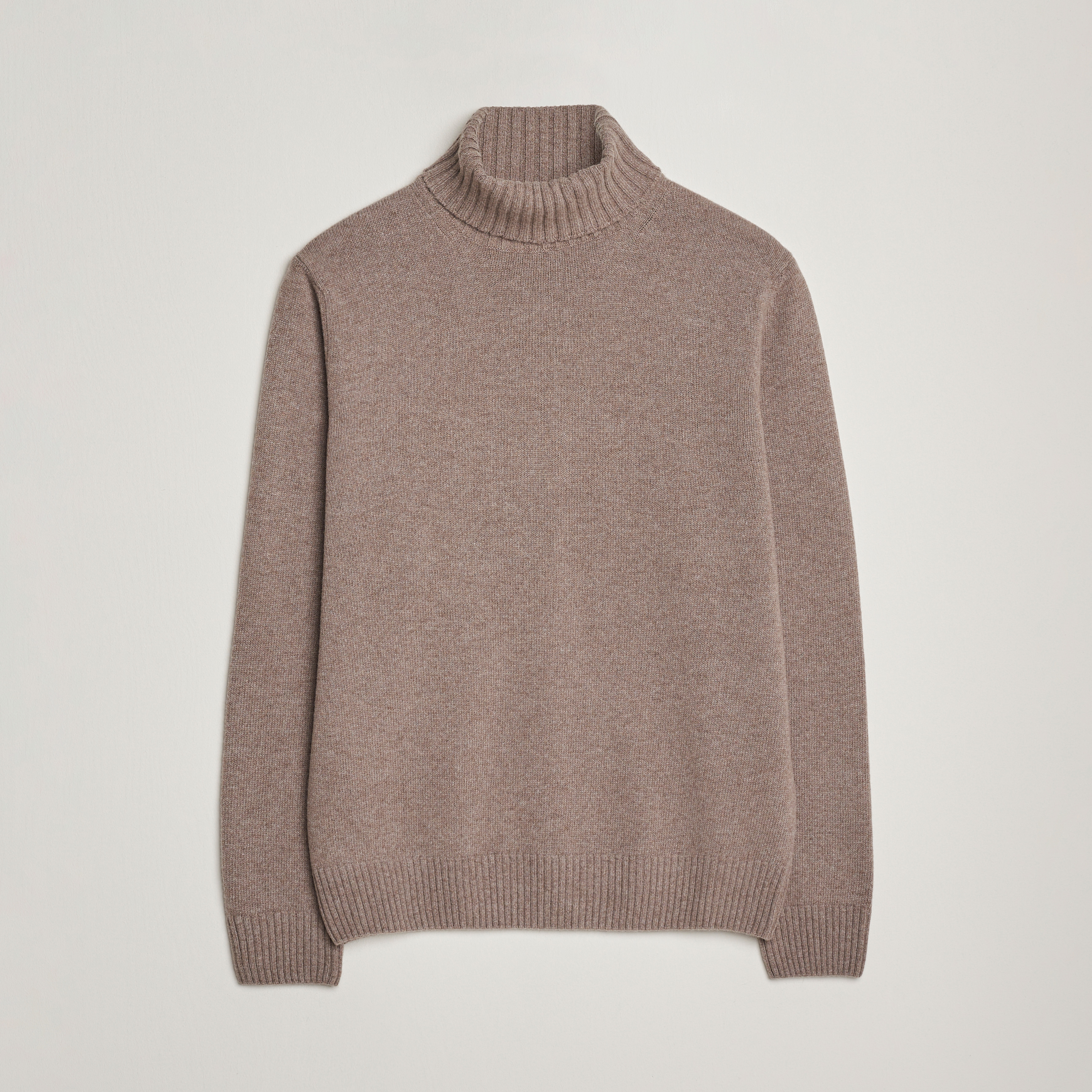 Morgano Wool/Cashmere Heavy Knit Rollneck Light Brown - CareOfCarl.dk