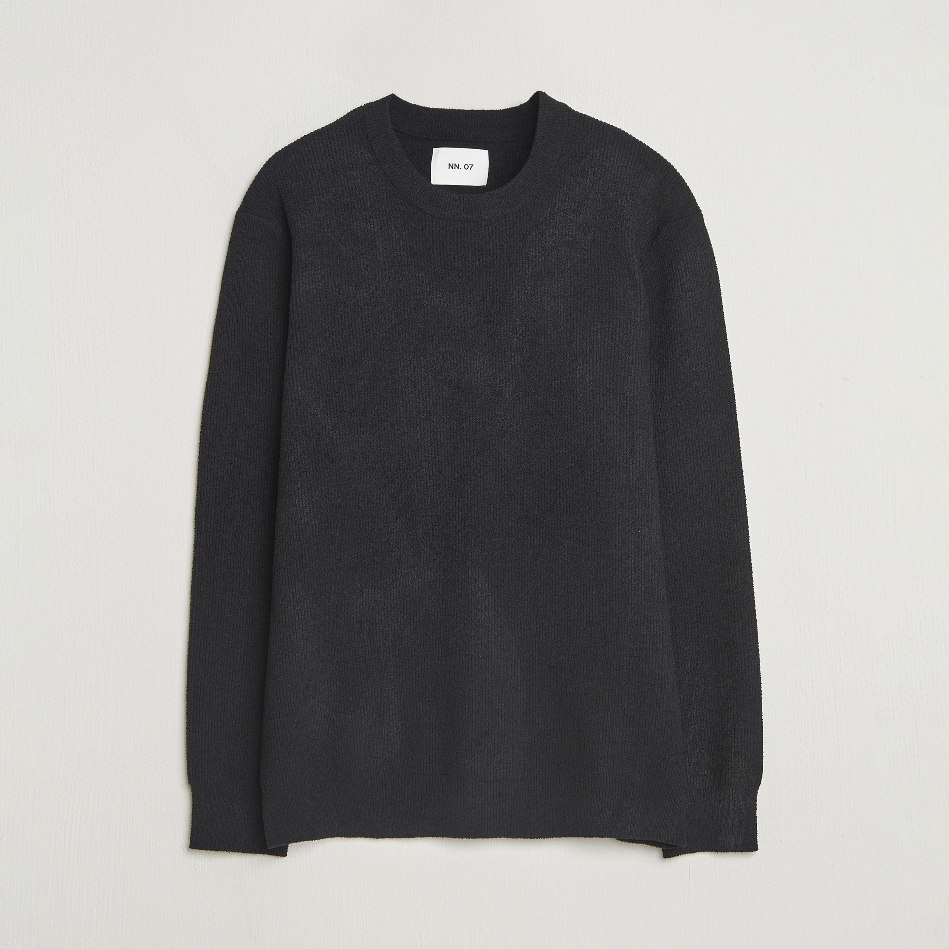 NN07 Danny Rib Knitted Crew Neck Black - CareOfCarl.dk