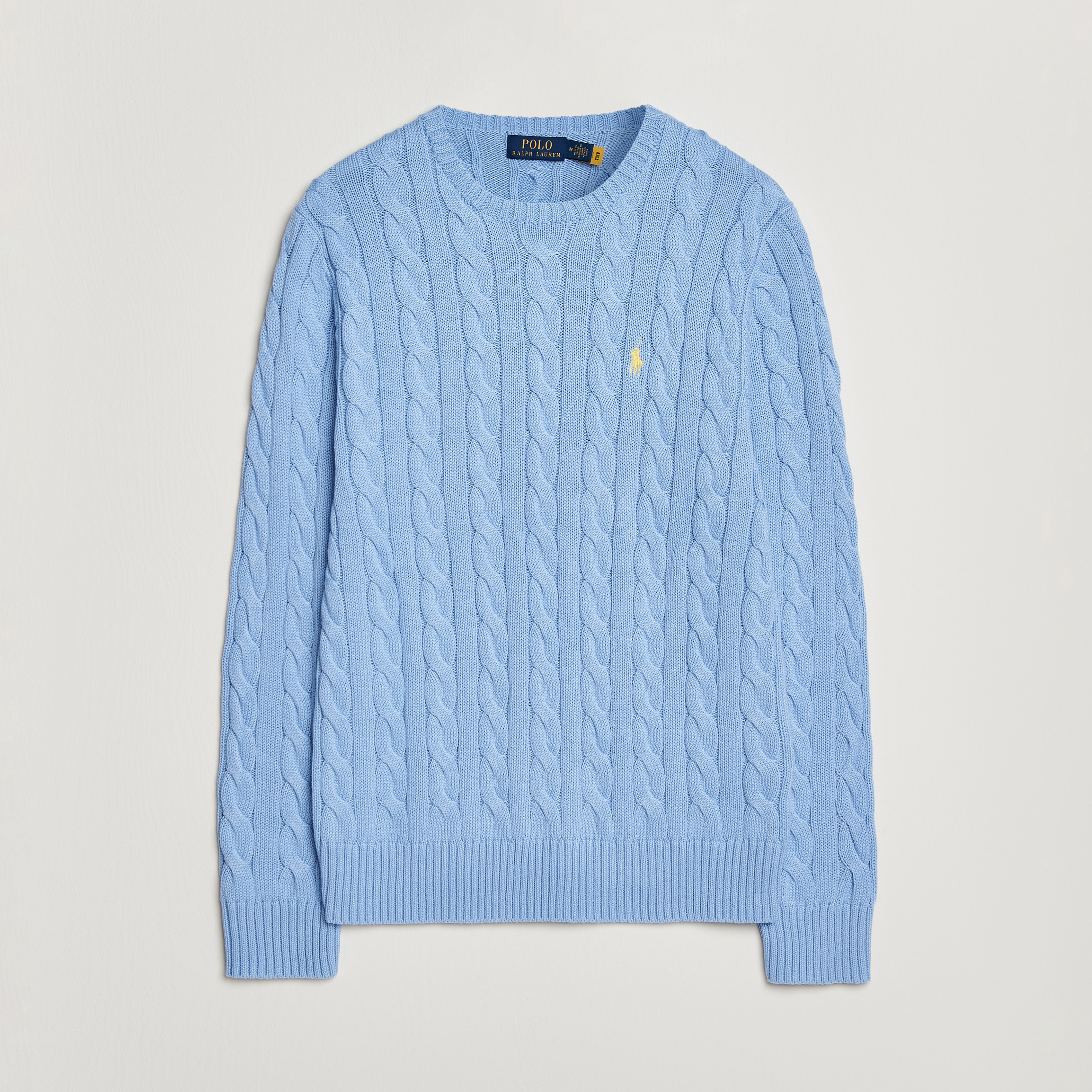 Polo Ralph Lauren Cotton Cable Pullover Austin Blue - CareOfCarl.dk