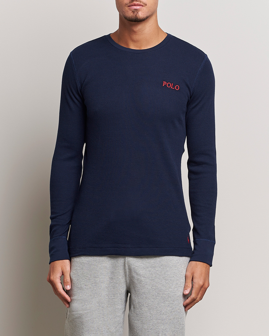 Polo Ralph Lauren Waffle Long Sleeve Crew Neck Cruise Navy Careofcarl Dk